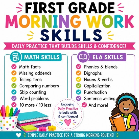 First Grade Morning Work (Beginning of Year Worksheets) - Second Grade ...
